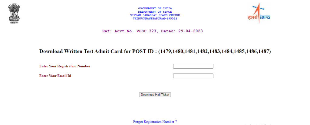 ISRO VSSC Admit Card 2023 Out, Hall Ticket Link