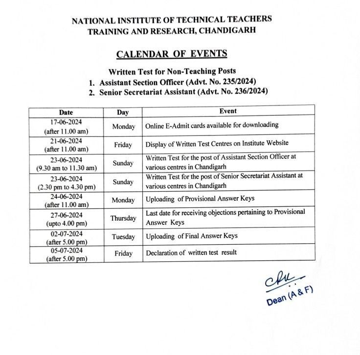 NITTTR Chandigarh Exam Date 2024 Out, Download Exam Date PDF For 20 ... NITTTR Chandigarh Exam Date 2024 Out, Download Exam Date PDF For 20 ...