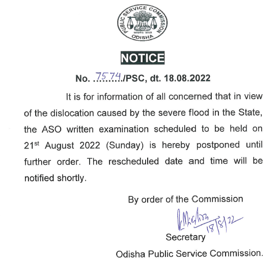 OPSC ASO 2022 Exam Postponed, Check New OPSC ASO Exam Date