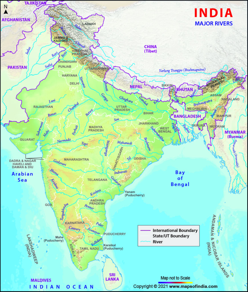 River Map of India- Check Indian River Map with Names