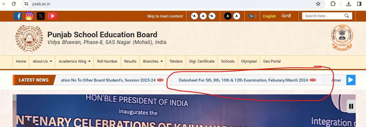 Pseb Date Sheet 2024 Class 10th 12th 8th 5th Out Check Punjab Board