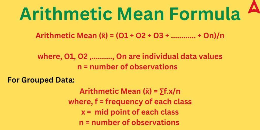 Arithmetic Mean Formula Examples Properties