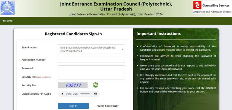 JEECUP Application Form 2024, Apply Online for UP Polytechnic Exam Form