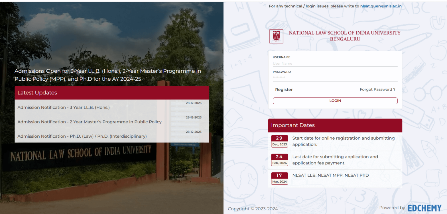 NLSAT 2024: Application Form (Out), Exam Date, Eligibility, Exam Pattern