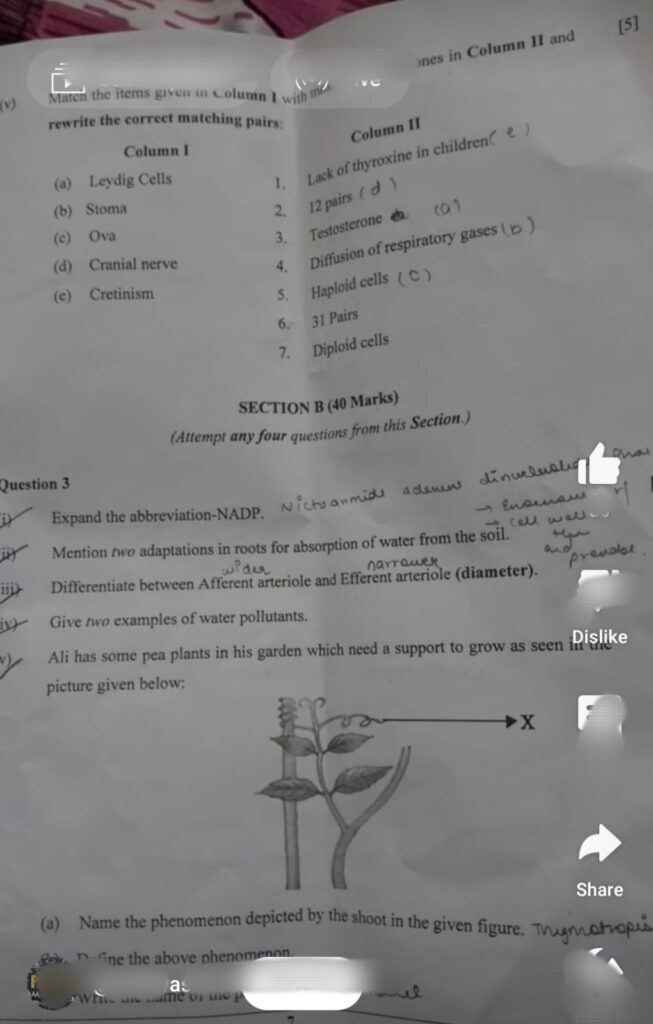 ICSE 2024 Biology Question Paper, with Solved Exam Paper