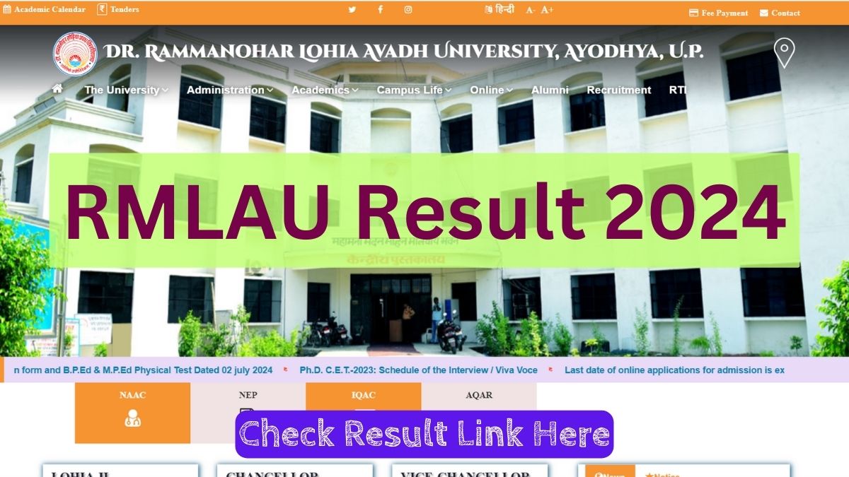 RMLAU Result 2024- Check 2nd, 4th, 6th Semester, 1st, 2nd Year UG, PG ...