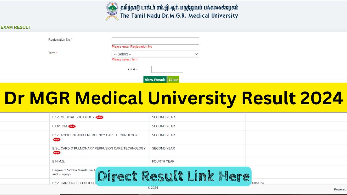 Dr MGR Medical University Results 2025 Out, Direct Link @www.tnmgrmu.ac ...
