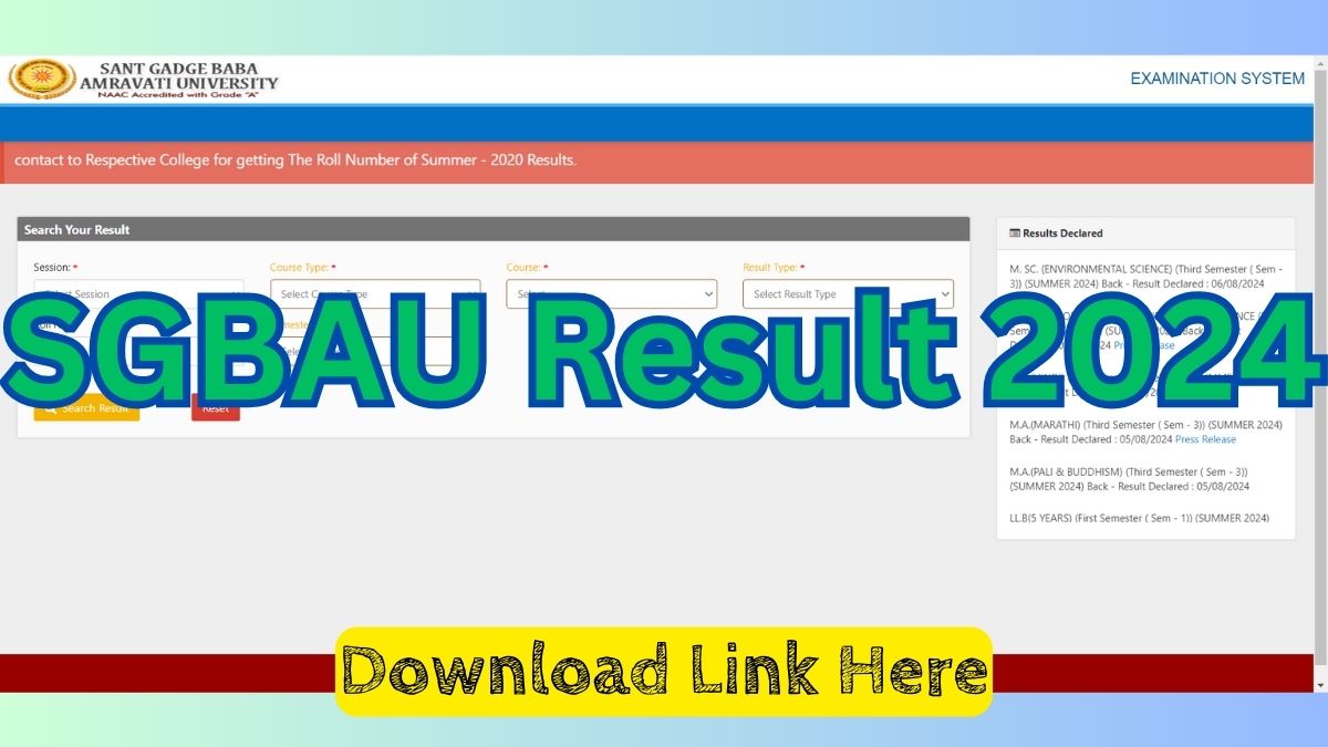 SGBAU Result 2024-25 Out, Check UG PG Winter Exam Results @sgbau ...