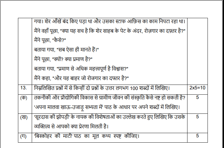 Class 12 Hindi Sample Paper 2024-25 Out, Download Question Paper PDF