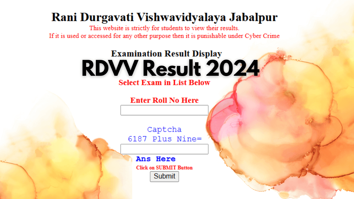 RDVV Result 2024 Out, Download 1st Year Result PDF From Official Website
