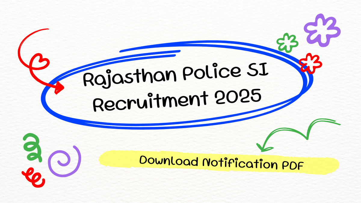 Rajasthan Police SI Recruitment 2025 Notification Out for 1015 Vacancies