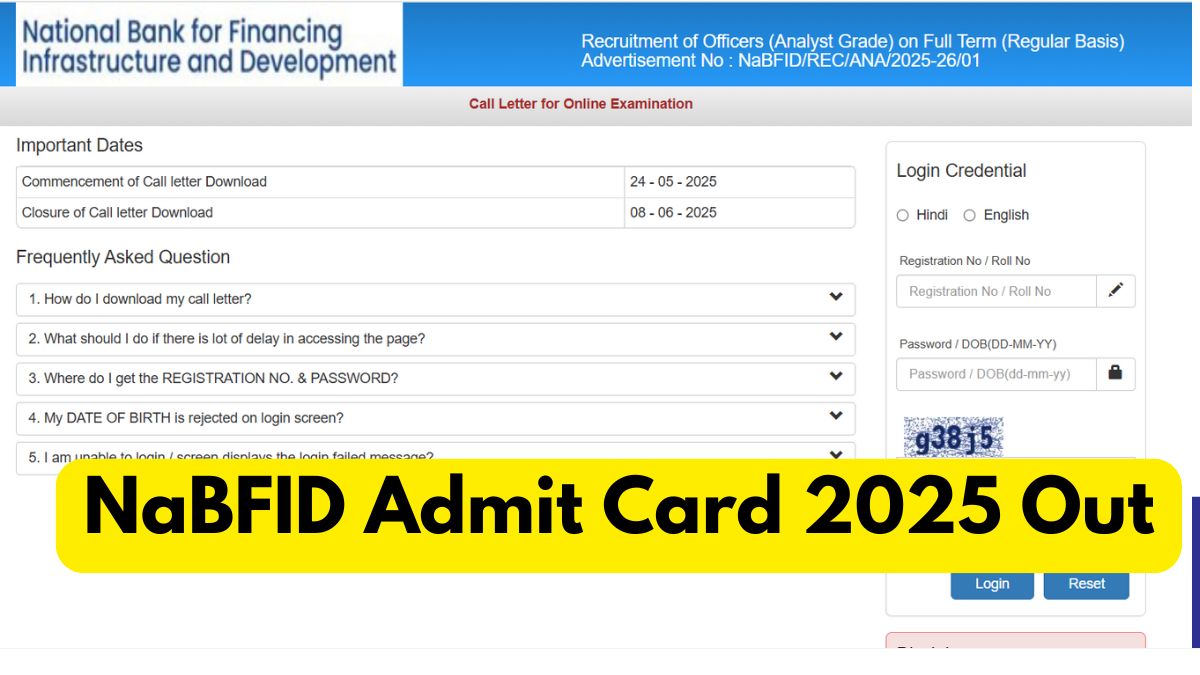 NaBFID Admit Card 2025 Out, Download Senior Analyst Call Letter
