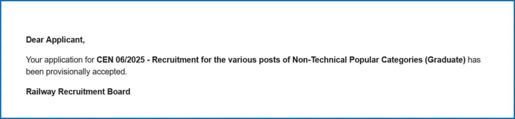 RRB NTPC Graduate Application Status 2026 Out for CEN 06/2025, Direct Link