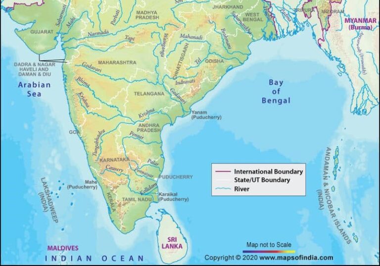 East Flowing Rivers, List of Rivers With Their Map