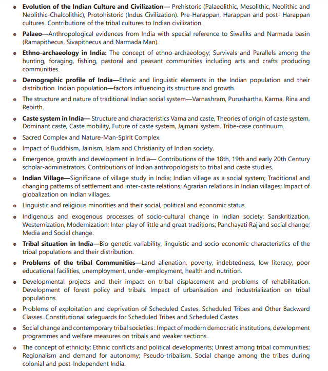 UPSC Anthropology Syllabus 2025, Mains Optional Paper PDF