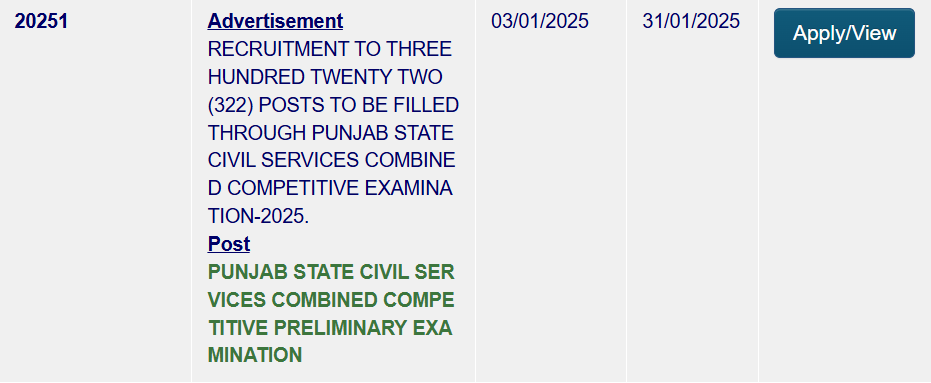 Punjab PCS Apply Online 2025 at ppsc.gov.in, Direct Link