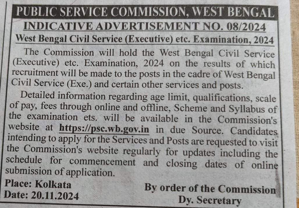 WBCS Recruitment 2024-25 Indicative Notification Out, Check Prelims And ...